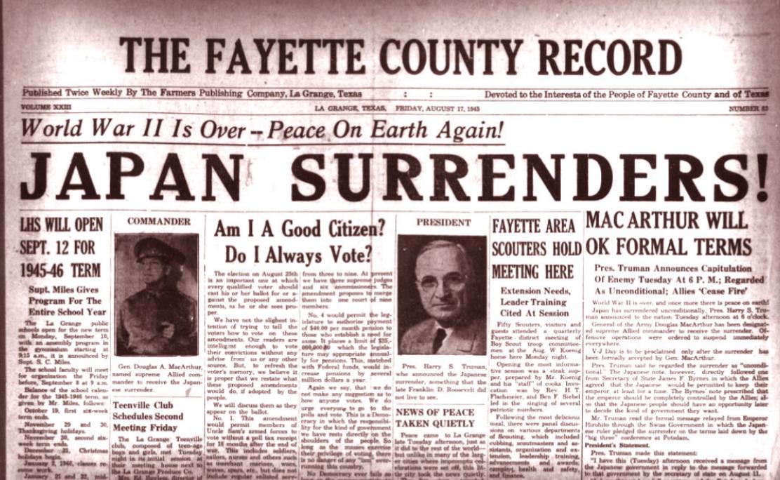 The Record Headline said it all 75 Years Ago Today: ‘JAPAN SURRENDERS ...