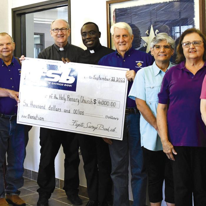 Weimar Knights of Columbus Donate to Holy Rosary Church Rebuilding Fund ...